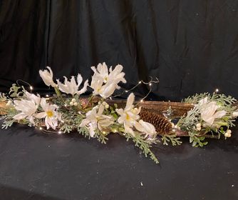 Long Lighted Wood Log Arrangement | Uptown Elegance 109 North Hood ...
