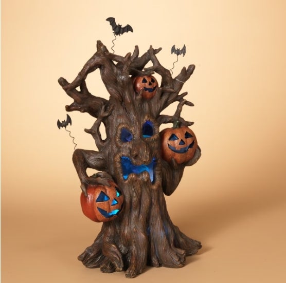 Lighted Resin Haunted Tree with Pumpkins and Sound | Uptown Elegance ...